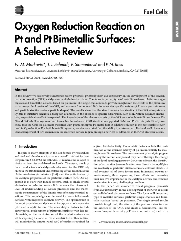 ORR On PT and PT Bimetallic Surfaces | PDF | Catalysis | Adsorption