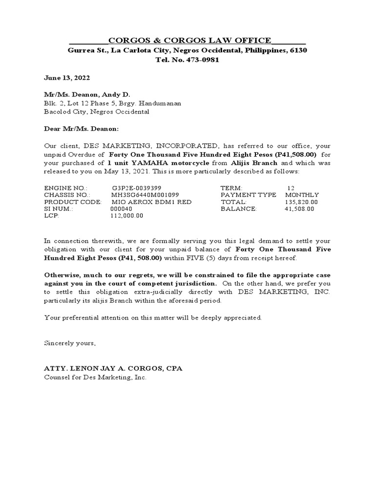 Atty. Letter | PDF
