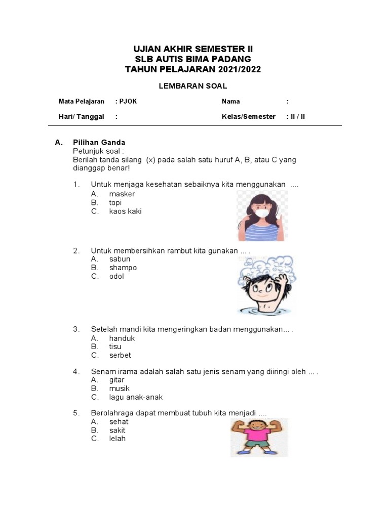 Soal PJOK KELAS 2 SEMESTER 2 SDLB | PDF