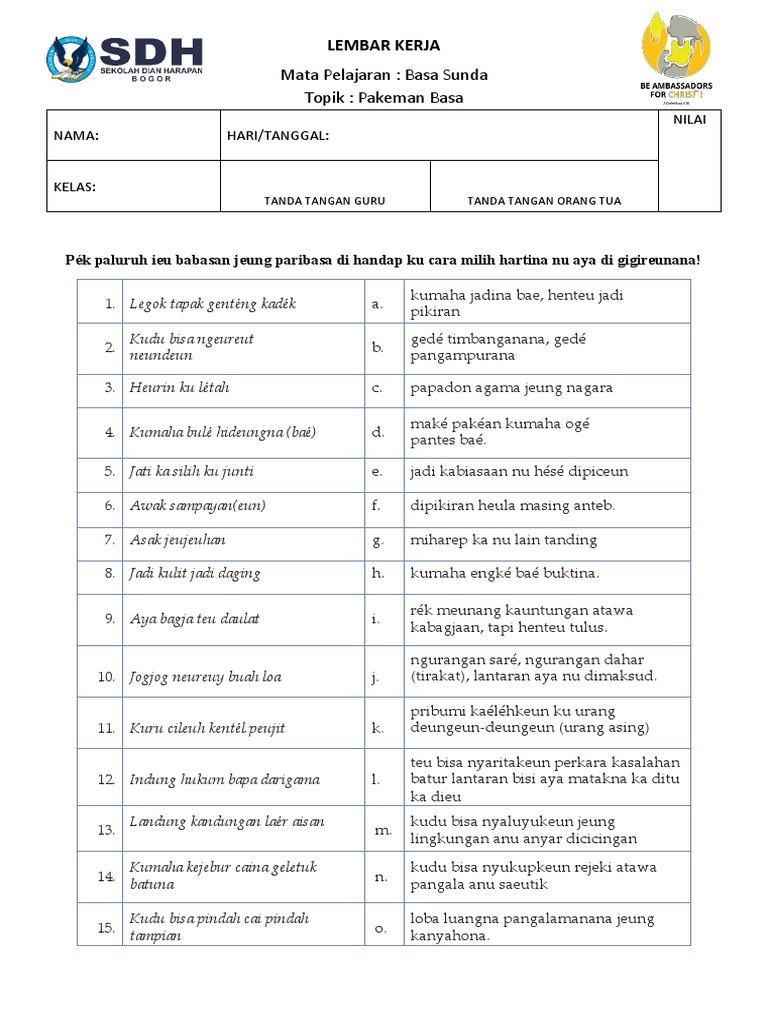 LEMBAR KERJA Pakeman Basa | PDF