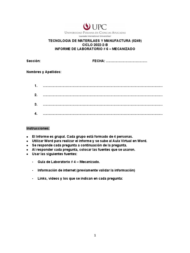 Inf Lab#6 II249 2022 2 B | PDF | Perforar | Tornillo