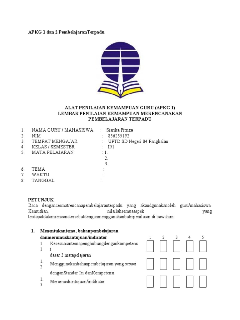 APKG 1 Dan 2 Pembelajaran Terpadu | PDF