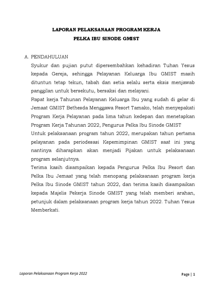 Laporan Pelaksanaan Program Kerja | PDF