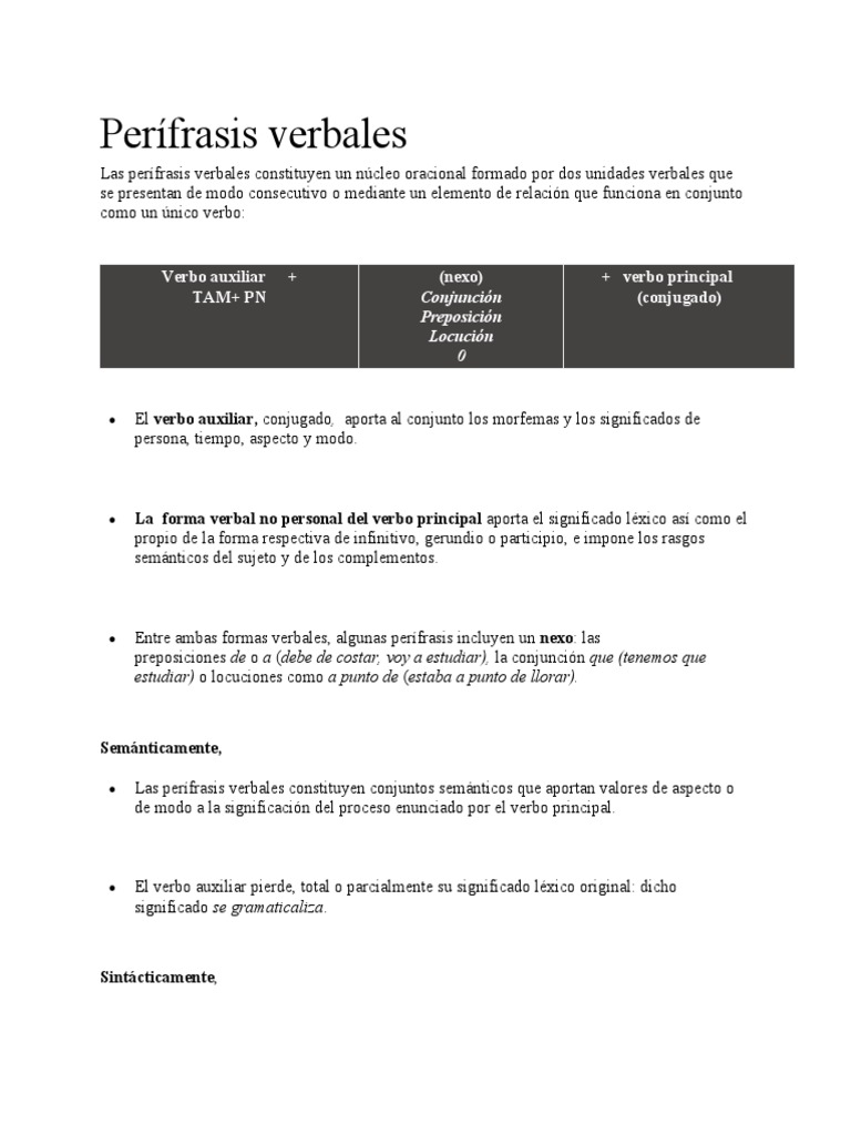 Perífrasis Verbales | PDF | Verbo | Sintaxis