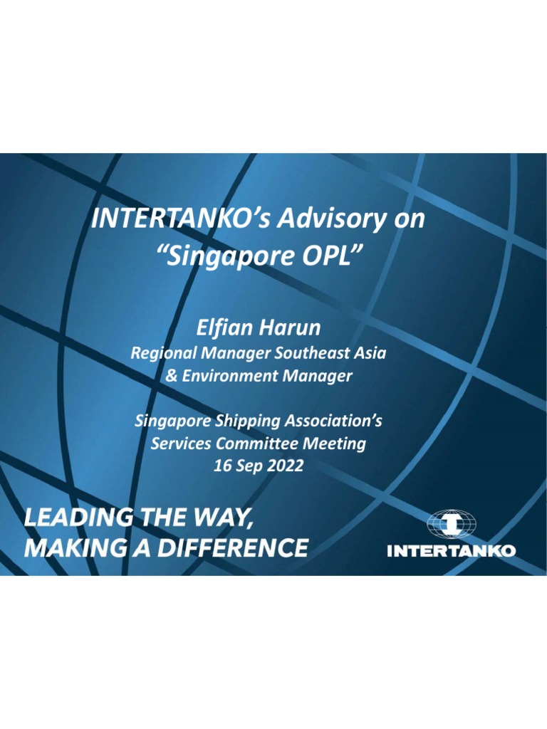 Intertanko Advisory On Singapore Opl | PDF | Malaysia | Water Transport