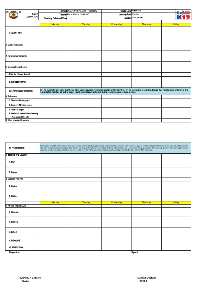 DLL Template | PDF | Learning | Teachers