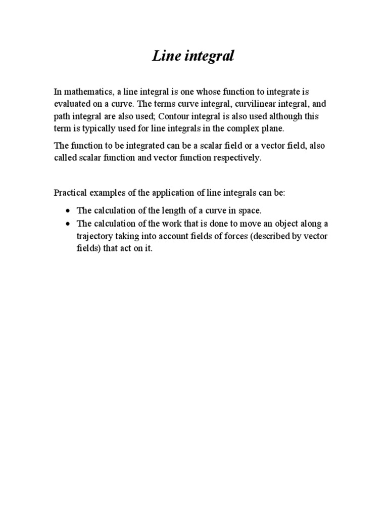 Line Integral Concepts & Applications | PDF