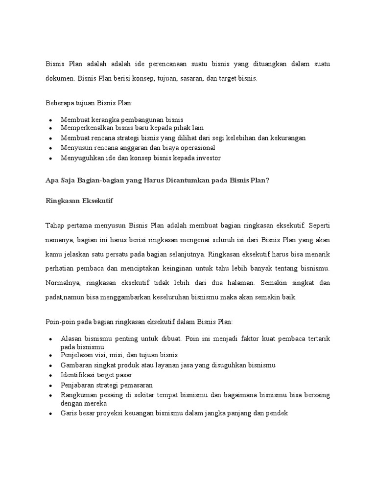 Bisnis Plan | PDF