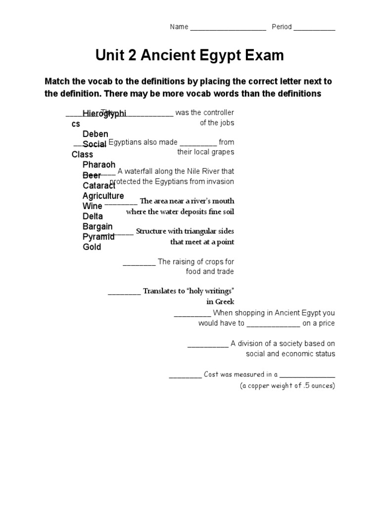 Ancient Egypt Exam | Download Free PDF | Ancient Egypt | Egyptian Pyramids