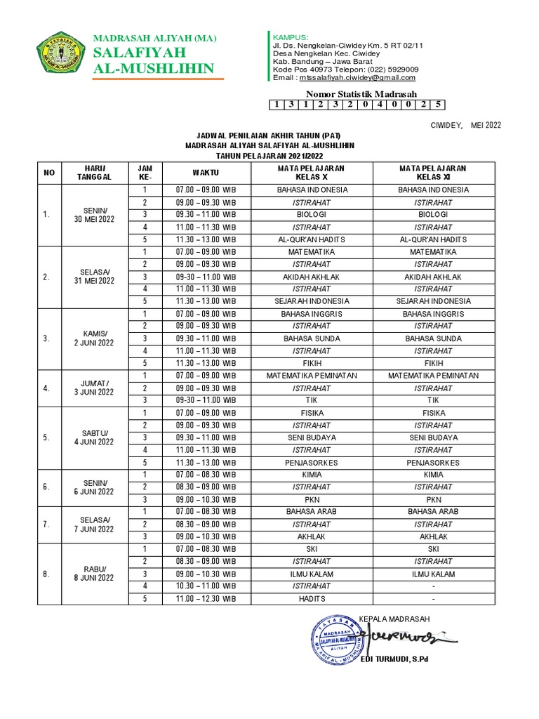 Jadwal Ma | PDF
