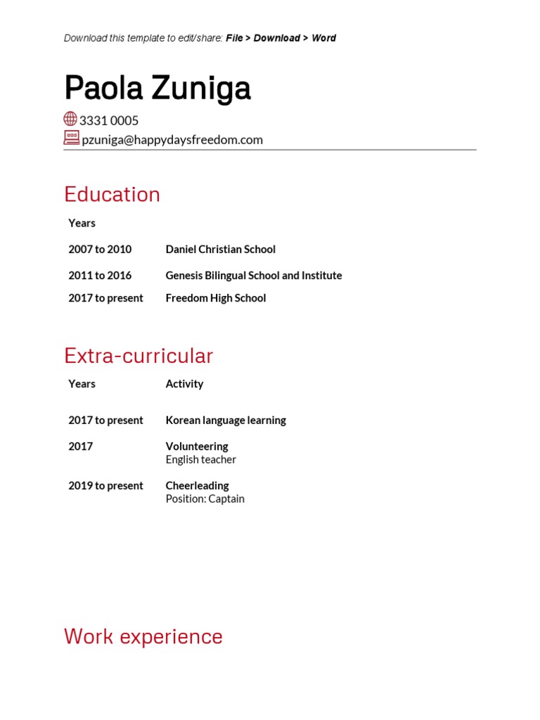 BridgeU CV Template | PDF