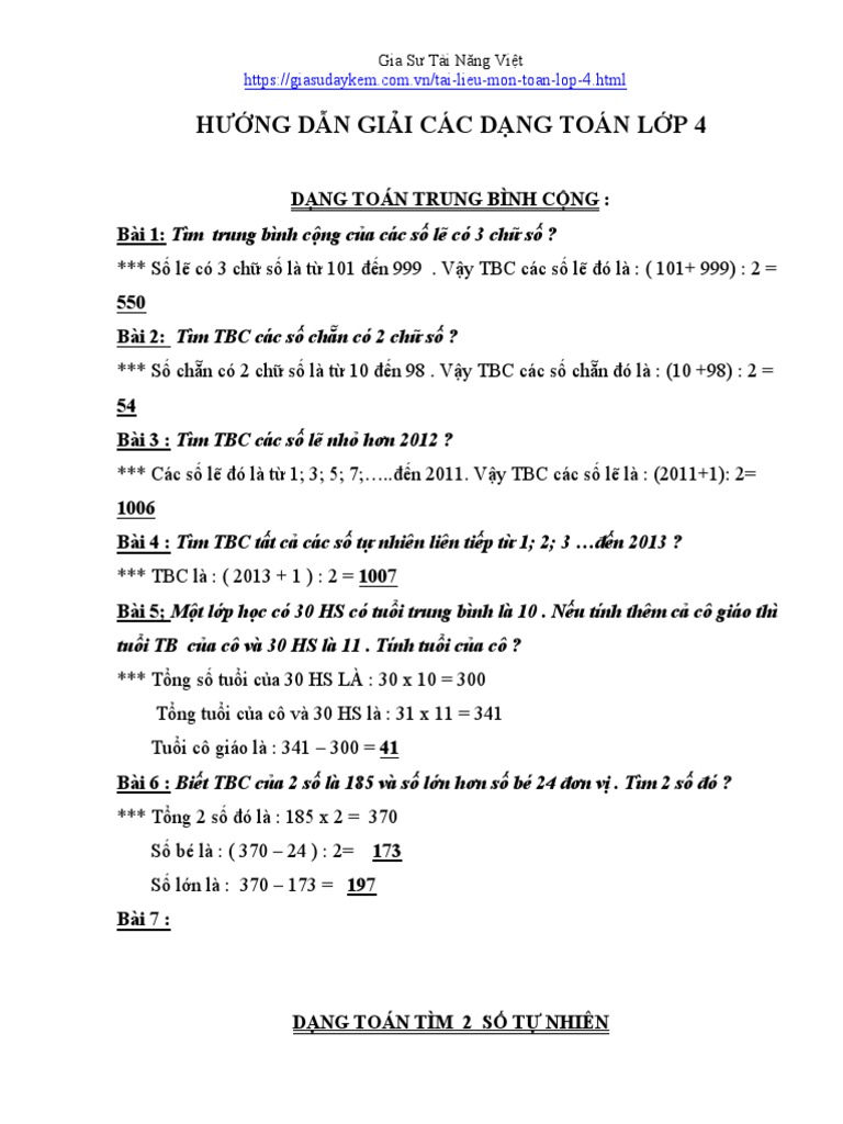Huong Dan Cach Giai Cac Dang Toan Lop 4 Huong Dan Giai Cac Dang Toan Lop 4 | PDF