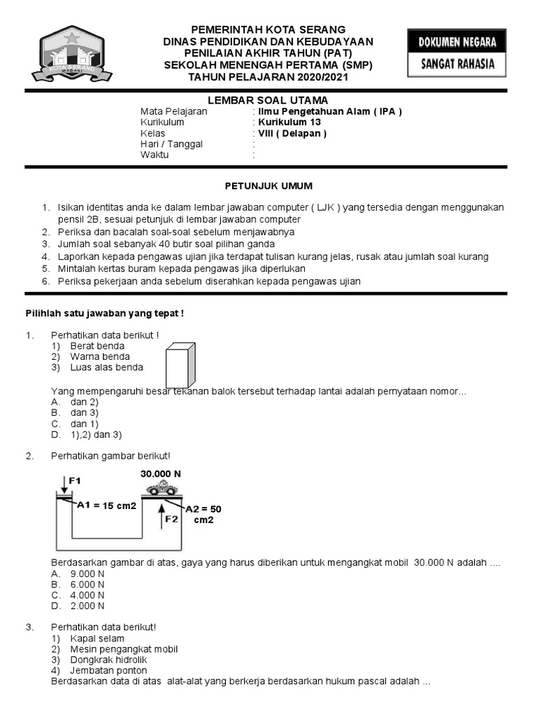 SOAL PAT KELAS 8+essay | PDF