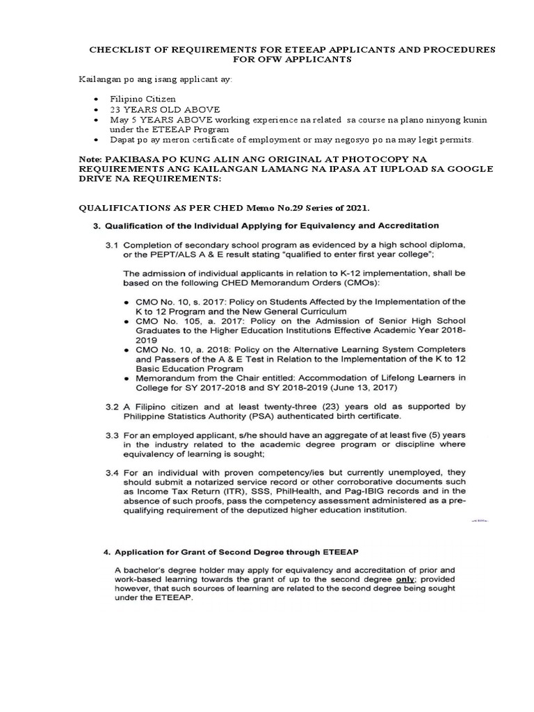 Ofw Applicant 2023-2024 Instructions and Requirements | PDF | Bachelor ...