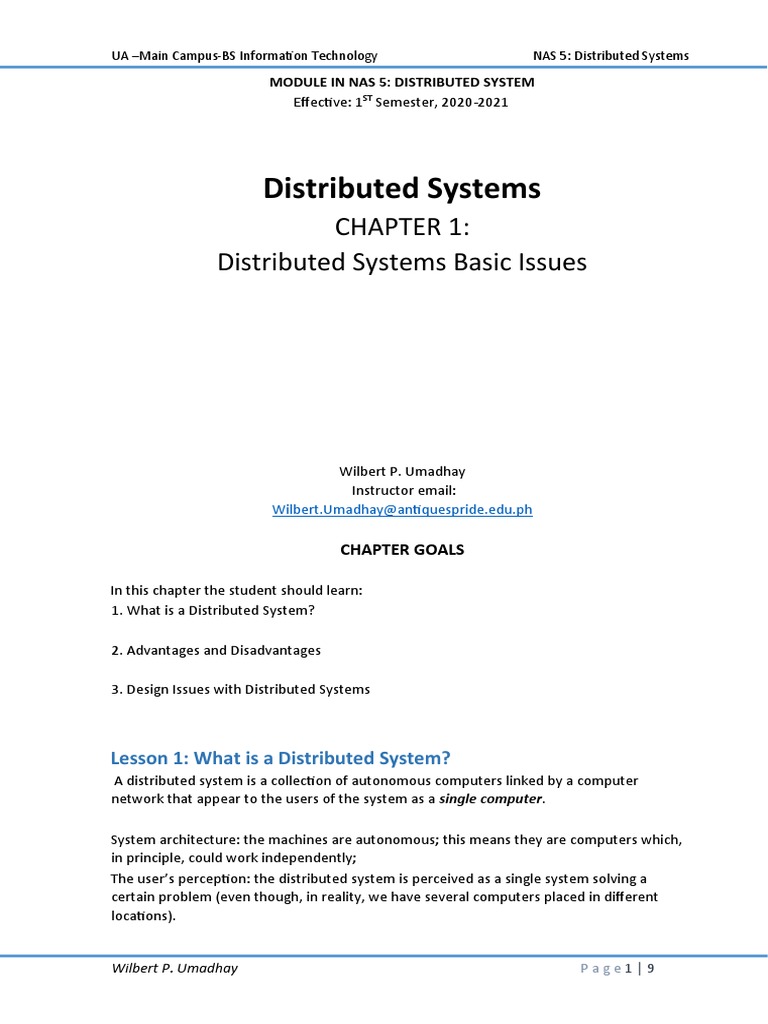 Chapter 1 Distributed Systems Basic Issues | PDF | Distributed Computing | Computer Network
