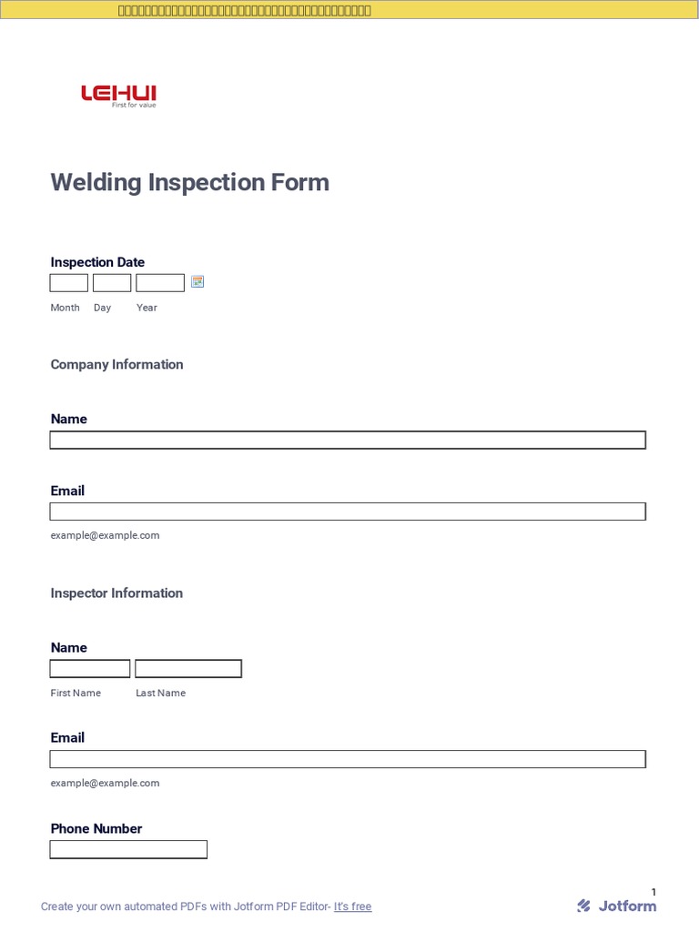 Welding Inspection Form | PDF