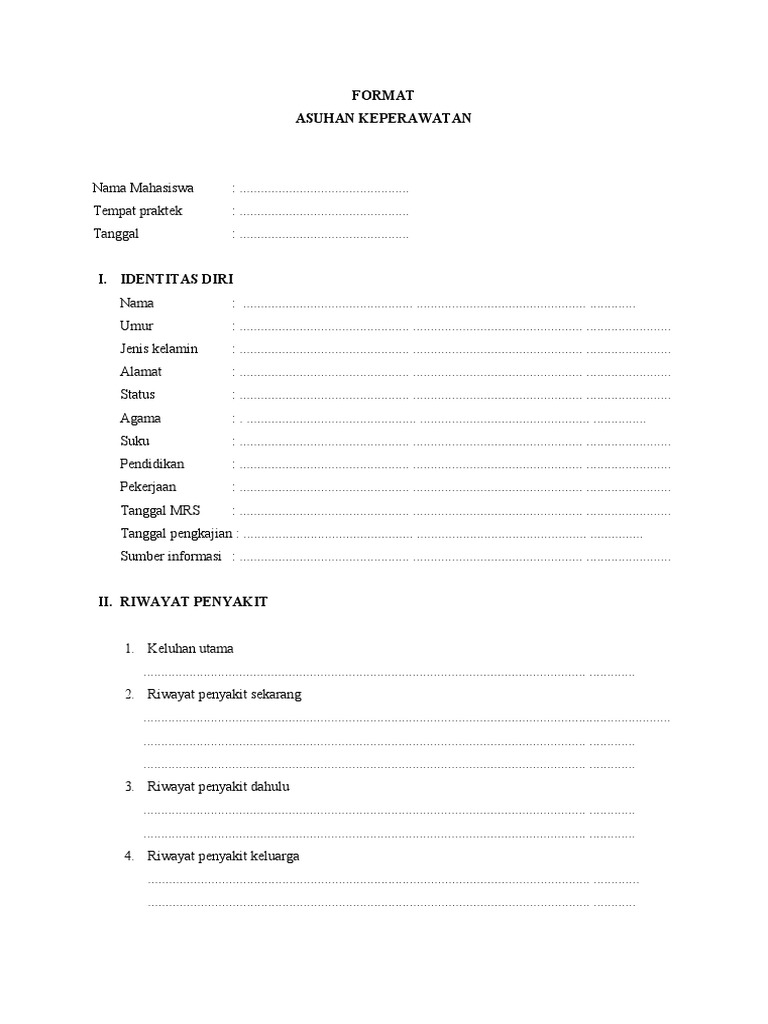 Format Asuhan Keperawatan Lengkap | PDF