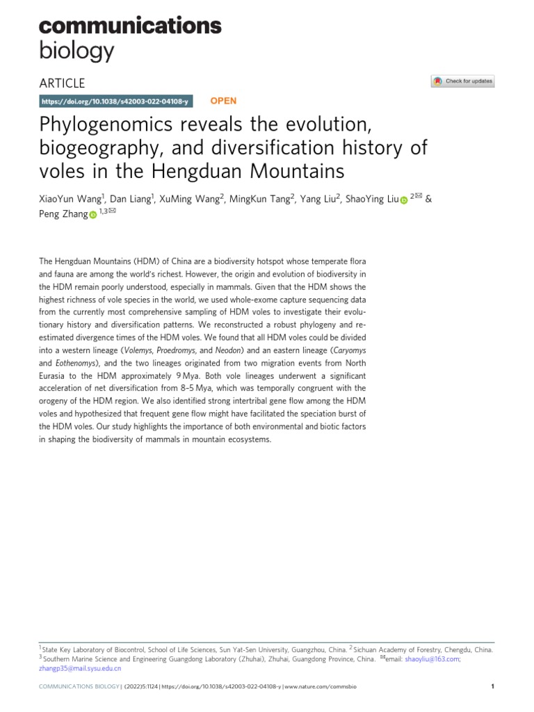 Phylogenomics Reveals The Evolution, Biogeography, and Diversi Fication ...