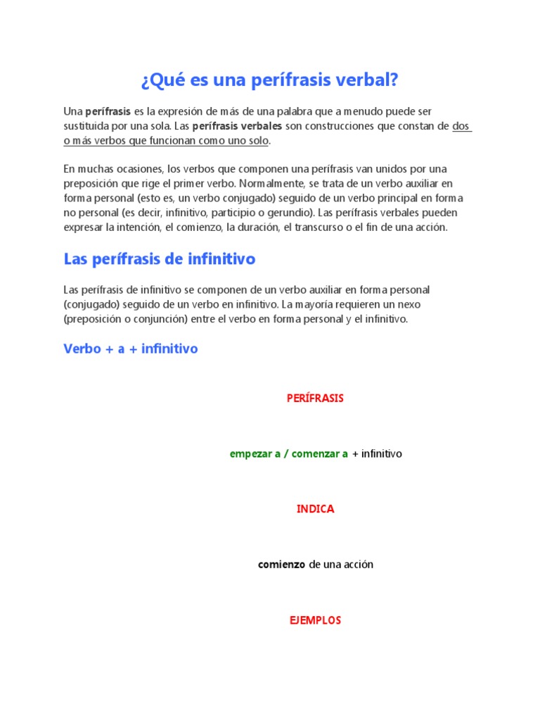 Qué Es Una Perífrasis Verbal | PDF | Verbo | Relaciones sintácticas