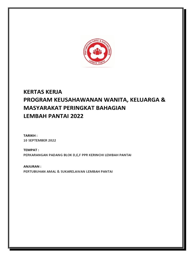 Kertas Kerja Program Wanita, Keluarga & Keusahawanan | PDF