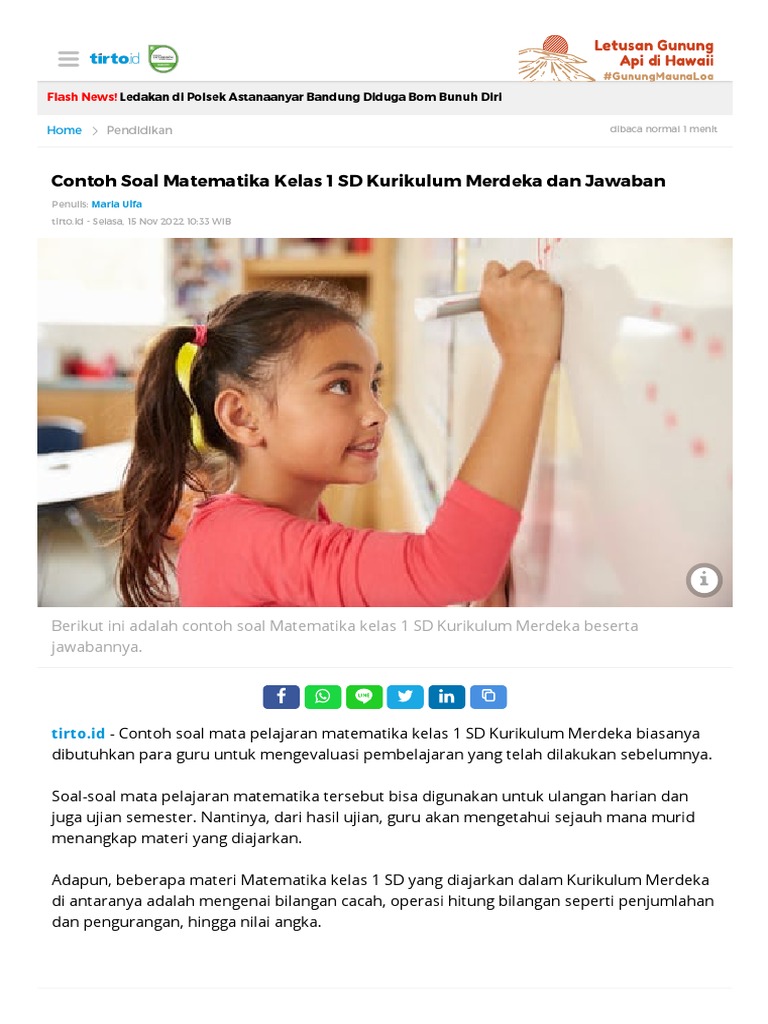 Contoh Soal Matematika Kelas 1 Sd Kurikulum Merdeka Dan Jawaban101746 Pdf