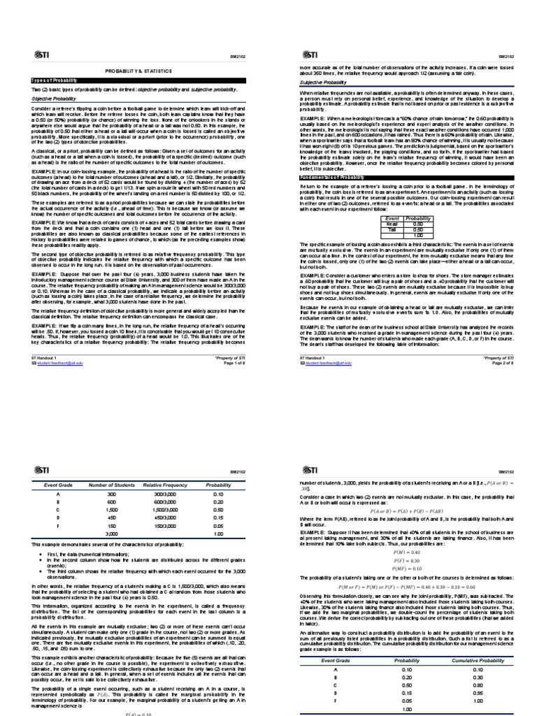 Types of Probability | PDF | Probability | Probability Distribution