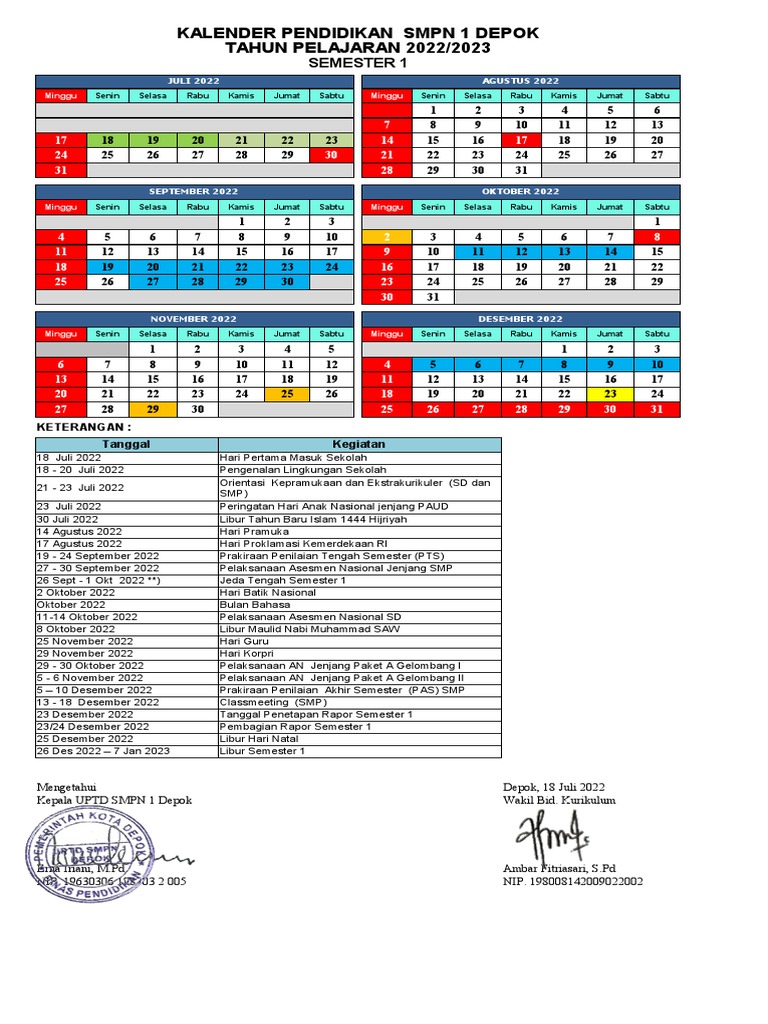 Draft Kaldik 2022 - 2023 Disdik Depok | PDF