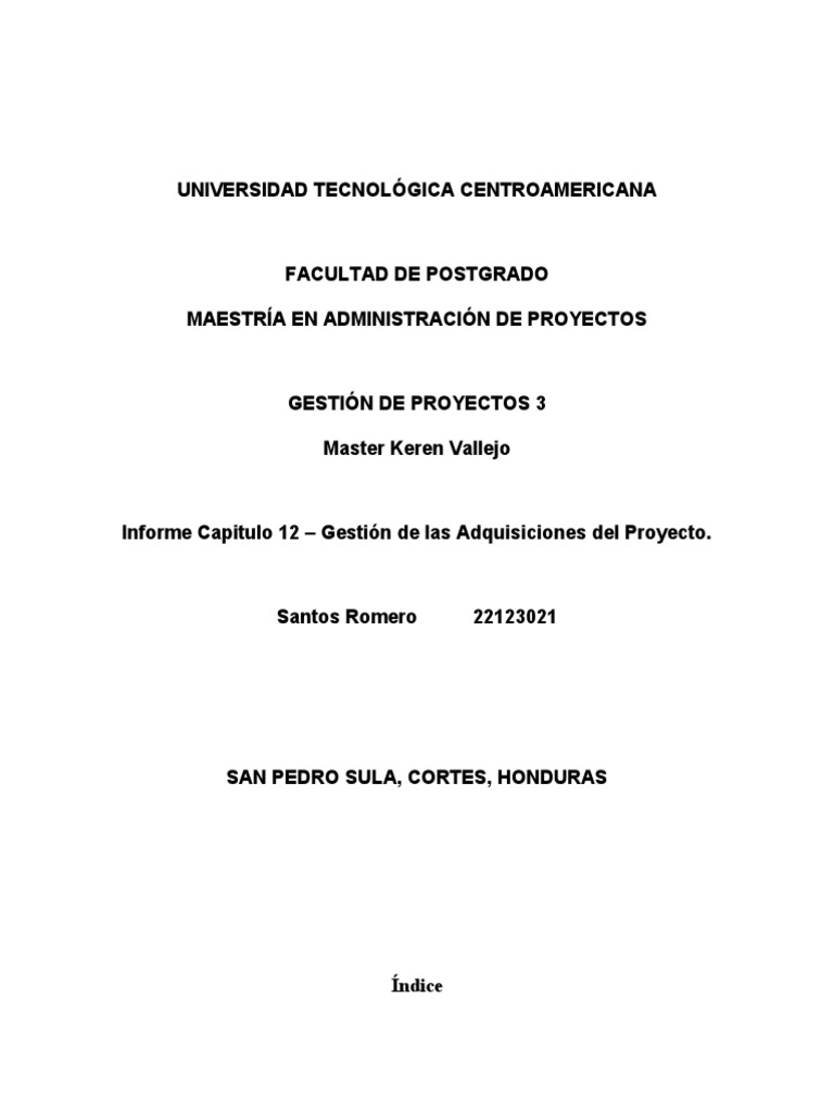 Resumen Cap 12 Gestión de Las Adquisiciones Del Proyecto Del PMBOK | PDF | Planificación ...