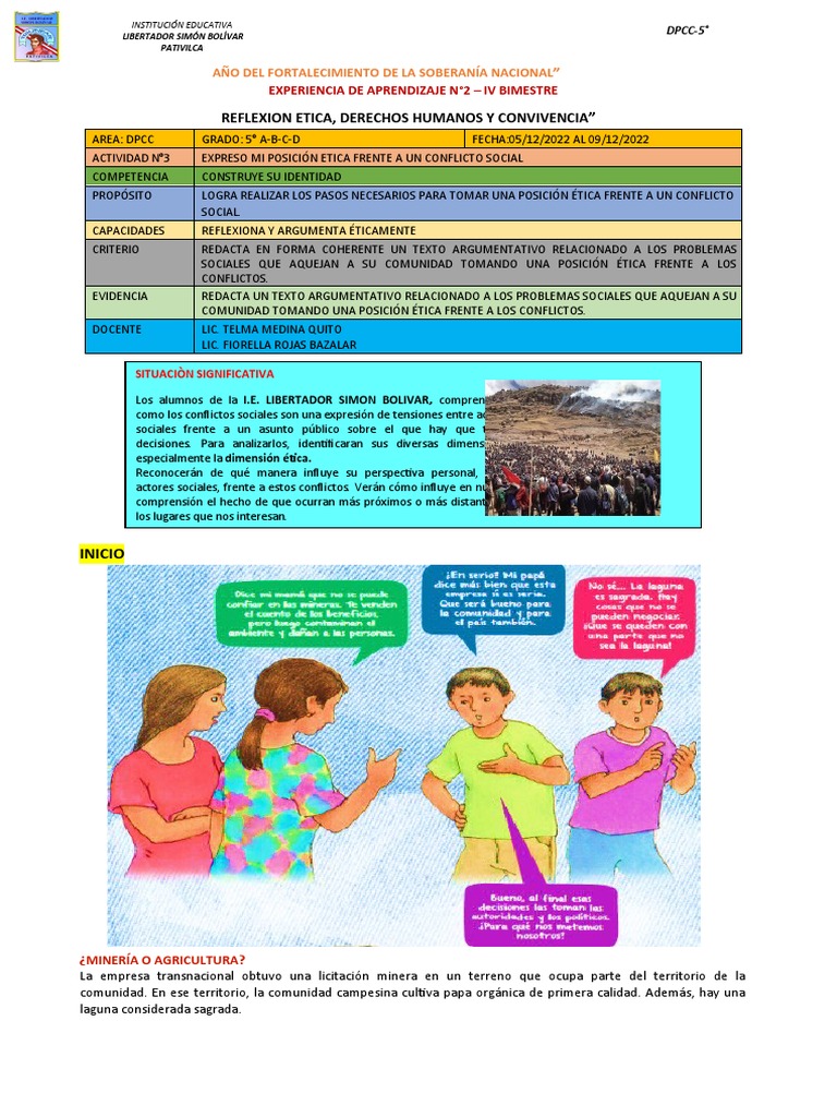 Actividad #3 - Exp. 2-Ivbimestre - Dpcc-5° | PDF | Conflicto (proceso) | Democracia