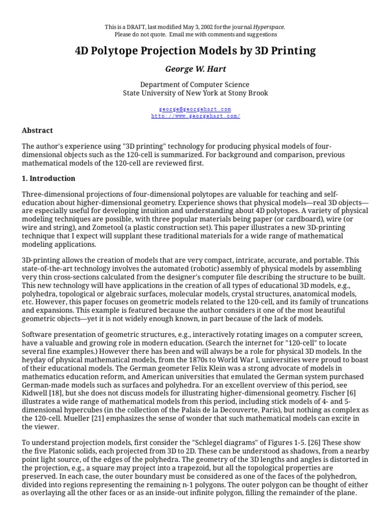 4D Polytope Projection George Hart - PDF | PDF | Convex Geometry ...