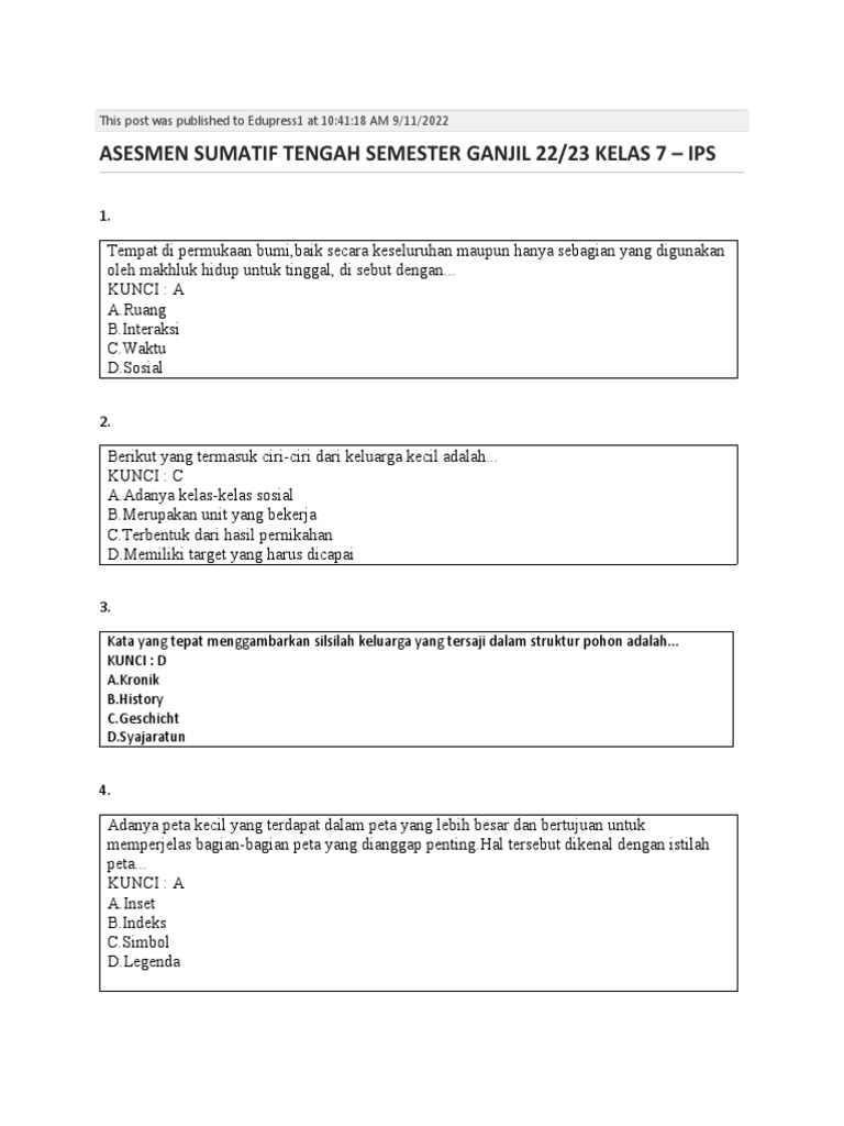 Asts Ips Kelas 7 | PDF