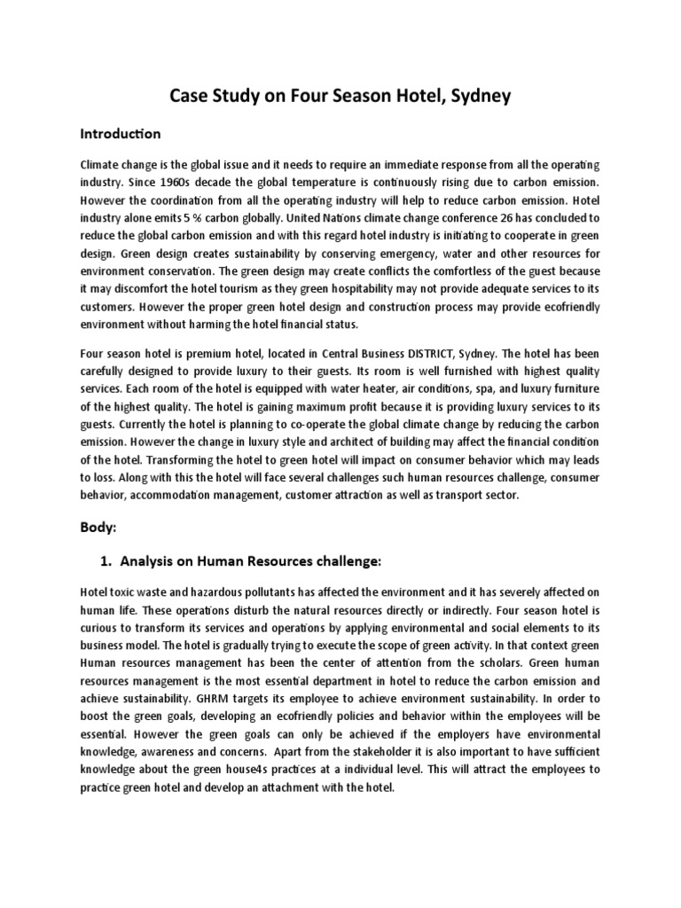 Four Seasons Sydney Green Transition | PDF