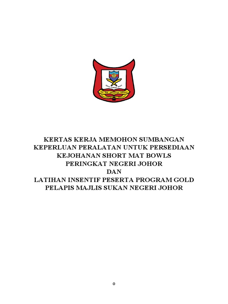 Kertas Kerja Memohon Sumbangan Keperluan Peralatan Untuk Persediaan | PDF
