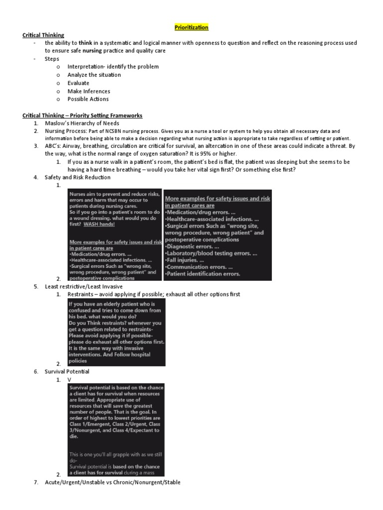 Prioritization Lecture | PDF | Nursing | Myocardial Infarction