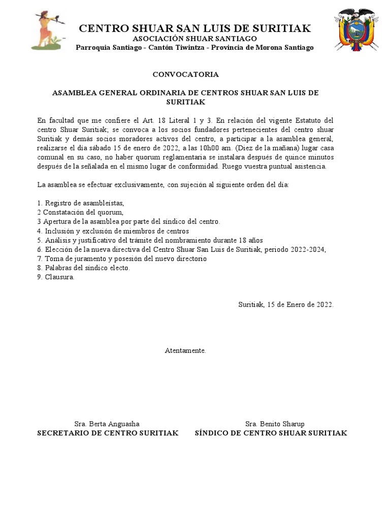 Acta de Nueva Directiva | PDF | Gobierno