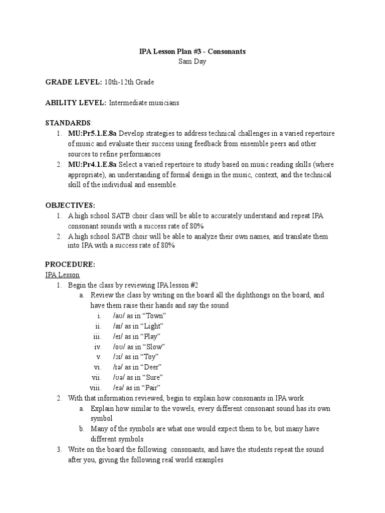 Ipa Lesson Plan 3 1 | PDF | Linguistics | Human Communication