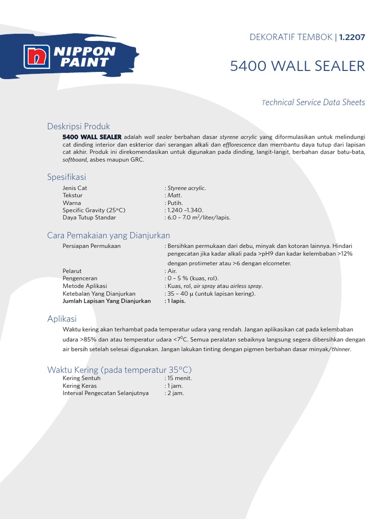 5400 wall sealer technical data sheet | PDF