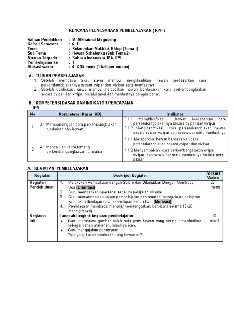 RPP KLS 6 Ipa | PDF