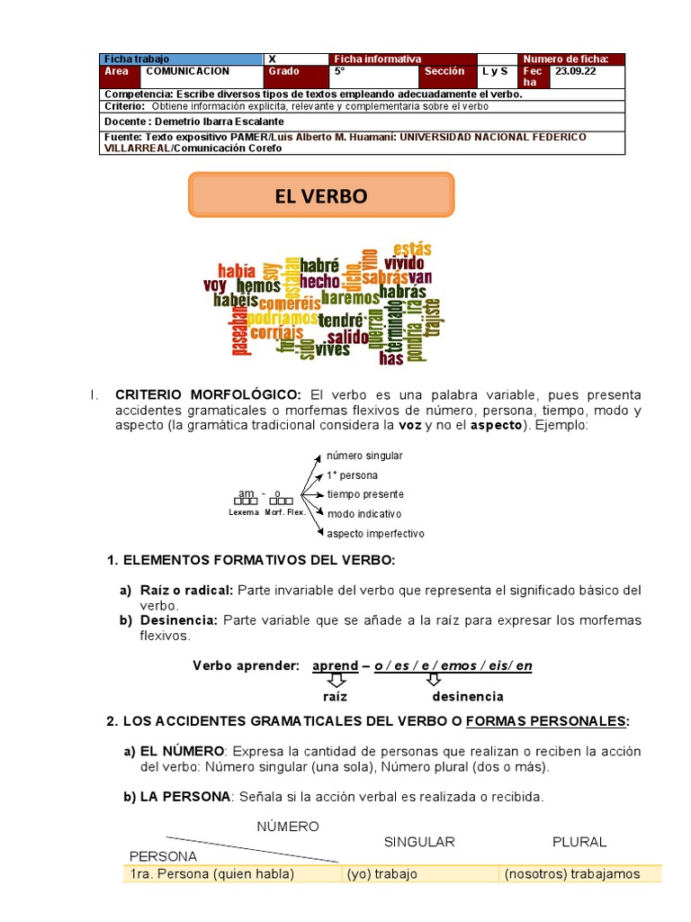 Guía Completa sobre el Verbo | PDF | Verbo | Numero Gramatical