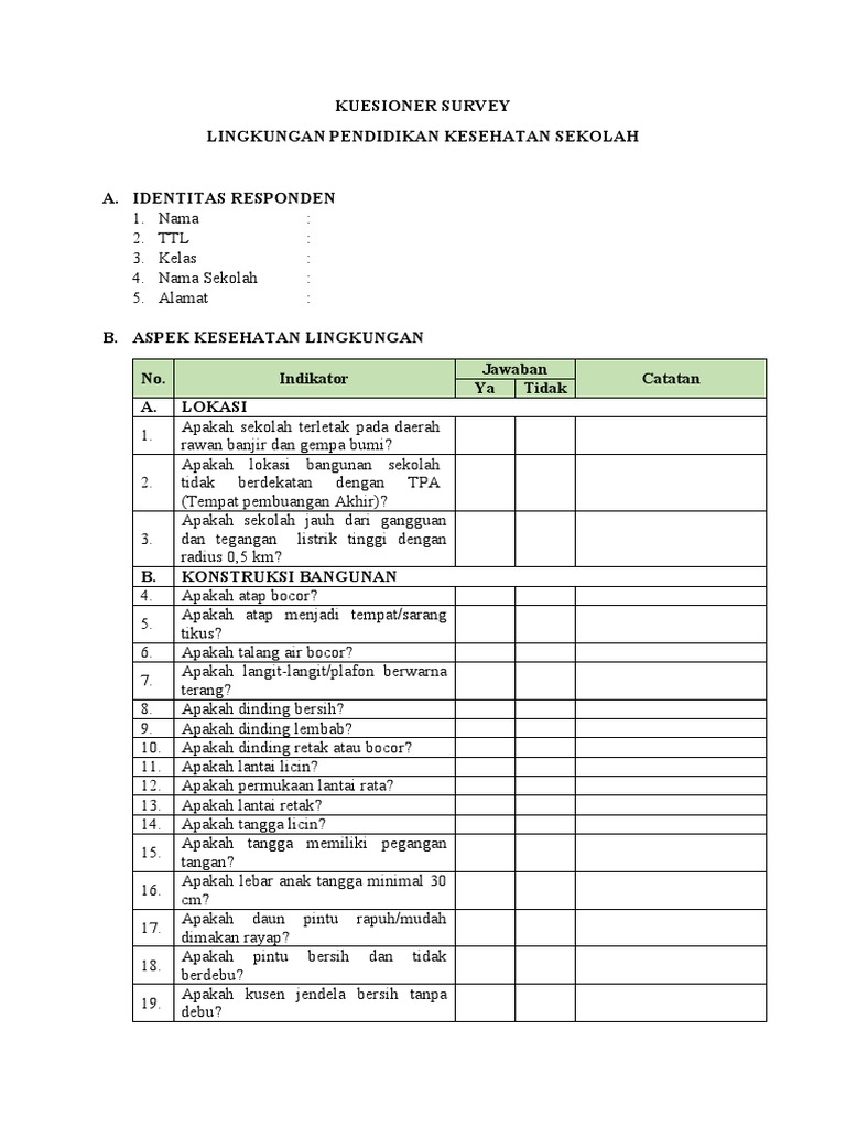 Kuesioner Survey | PDF