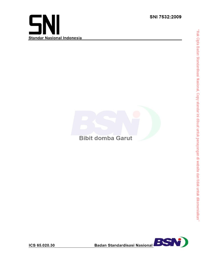 Bibit Domba Garut SNI 7532 - 2009 - PDF | PDF