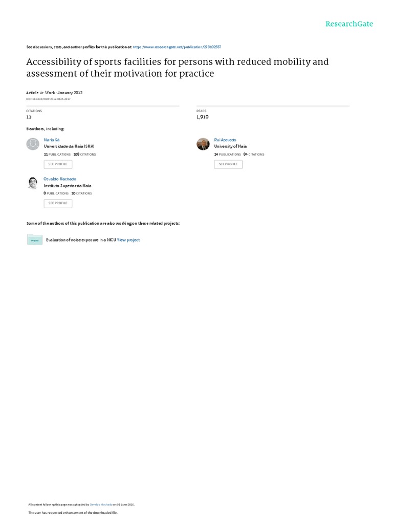 01 Accessibility of Sports Facilities For Persons With Reduced Mobility ...