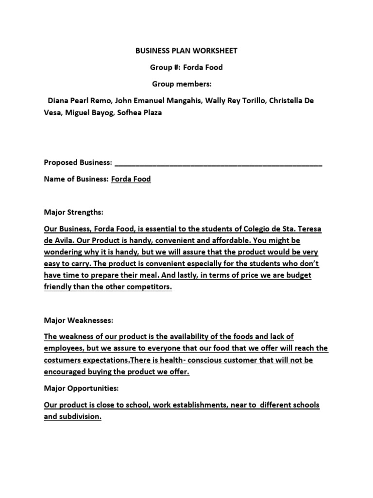 Business Plan Worksheet | PDF | Interest | Risk