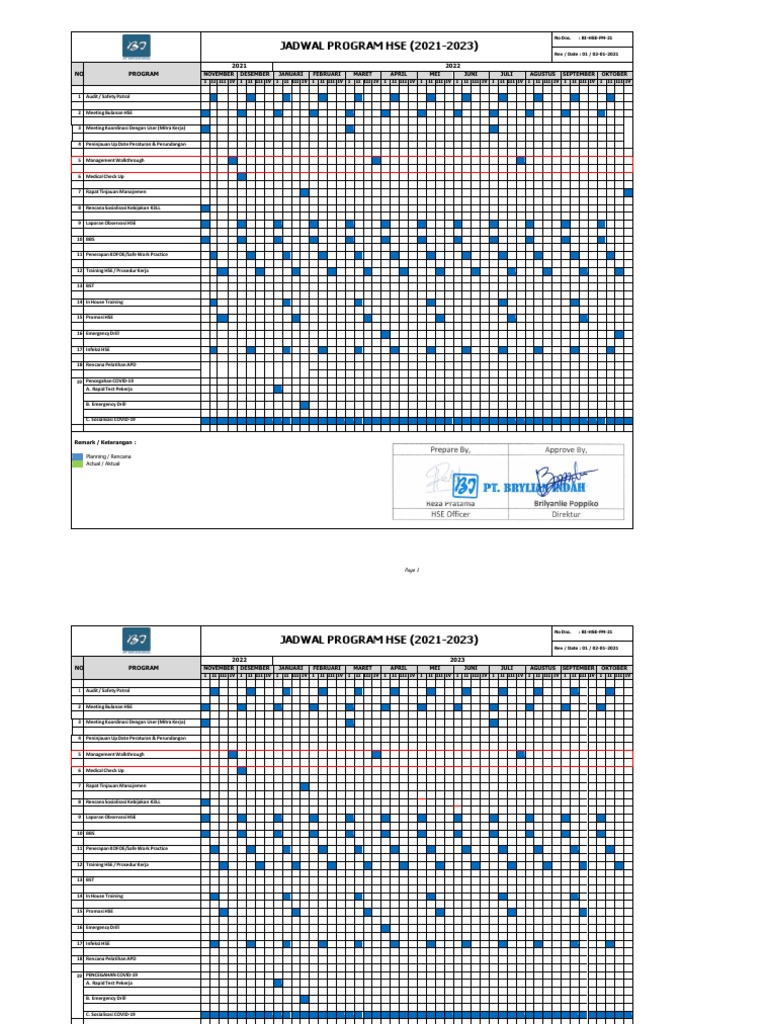 JADWAL PROGRAM K3 TAHUNAN 2021-2023 | PDF