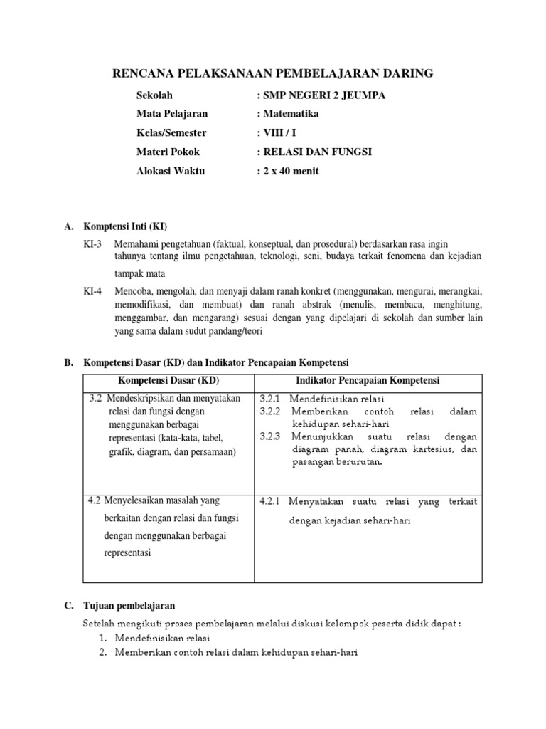 RPP PBL Relasi & Fungsi | PDF