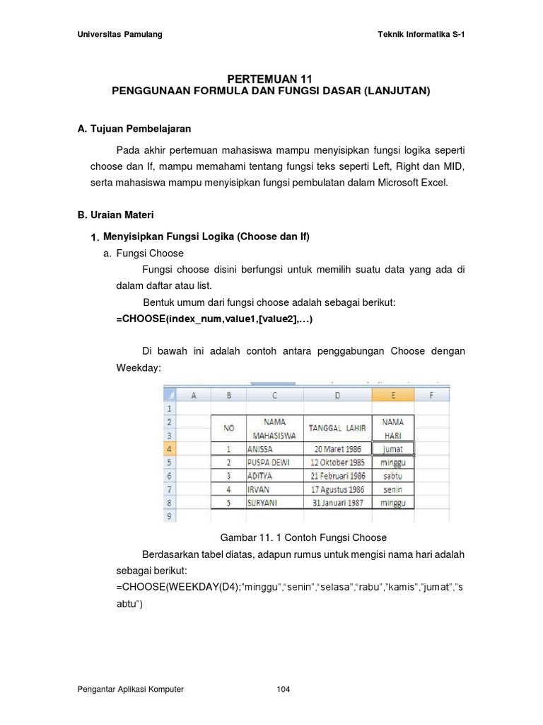 TPL0243 - 11-Penggunaan Formula Dan Fungsi Dasar (Lanjutan) | PDF