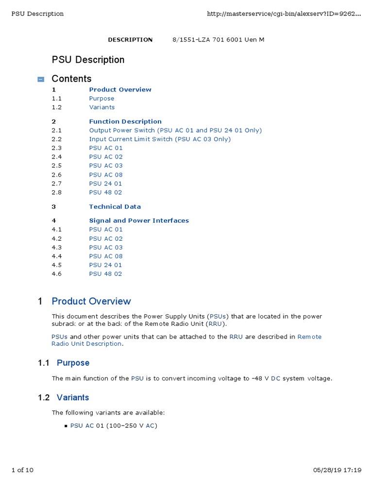 PSU Description: Product Overview | PDF | Power Supply | Electricity