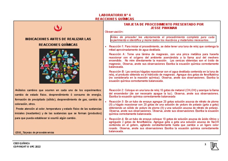 CE83 - Lab04 - G01 - Reacciones - Tarjeta Procedimiento - Jesse Pinkman ...