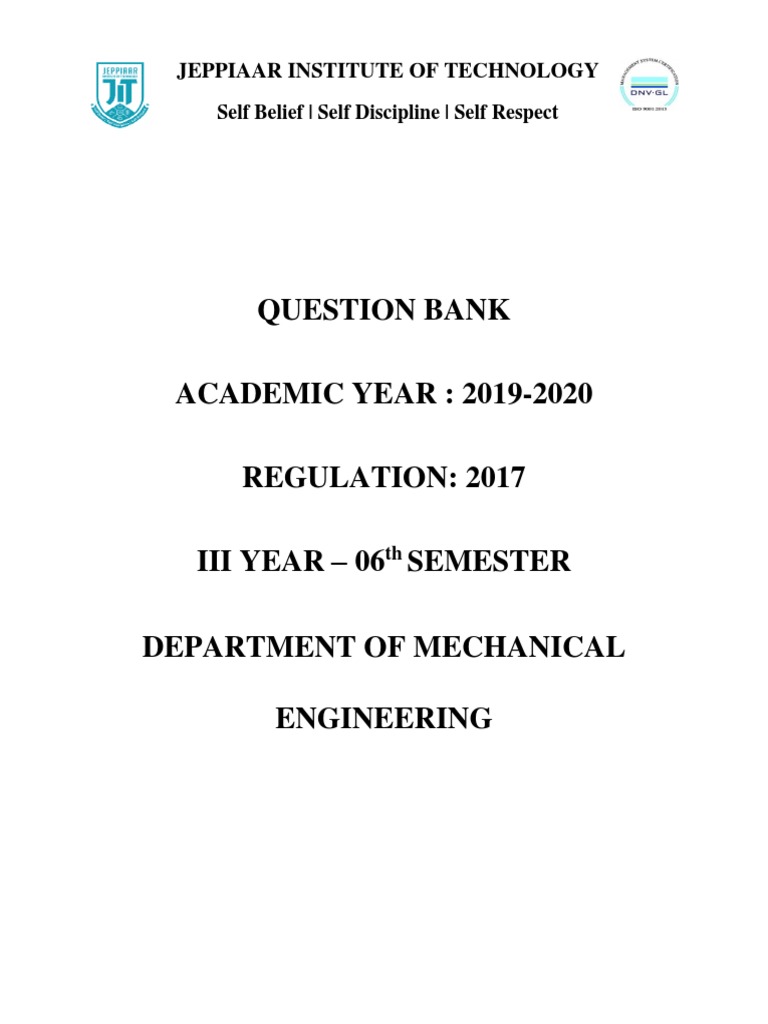 Mech Vi-Sem QB | PDF | Belt (Mechanical) | Gear