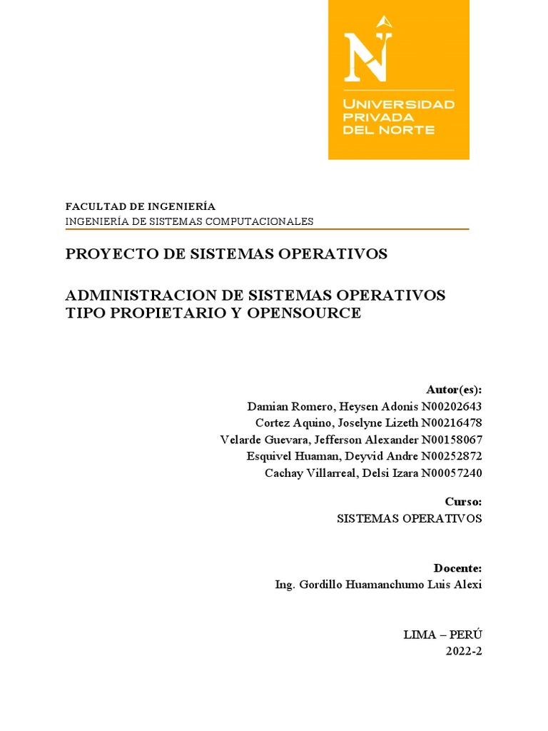 Informe Final Sistemas Operativos UPN | PDF